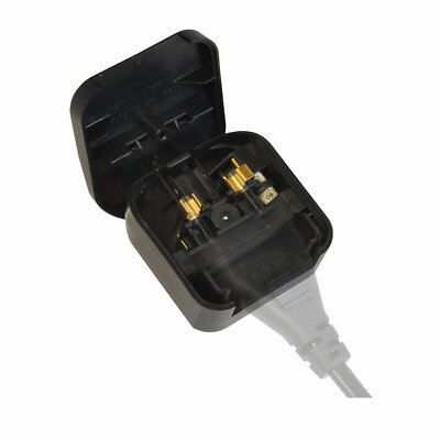 Euro Europe to UK Plug Converter 2 to 3 Pins 5A Fused BLACK Adapter ...