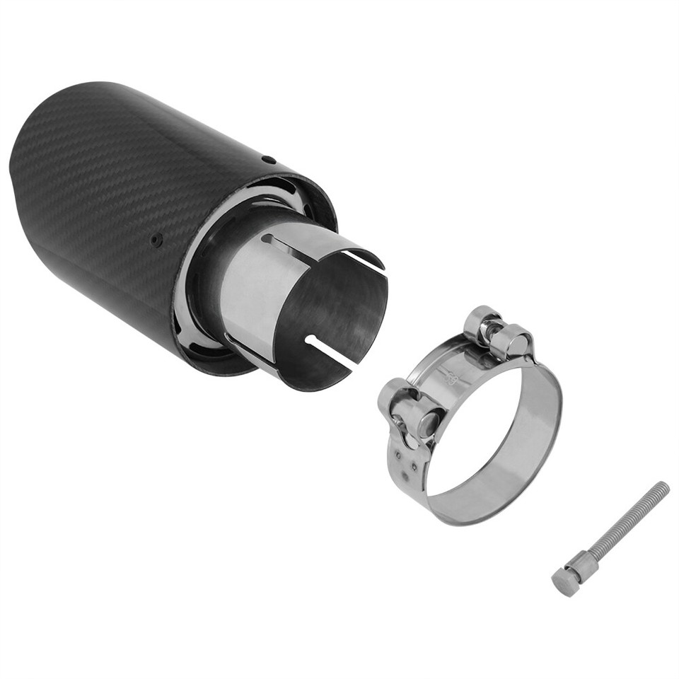 Real Carbon Fiber 2.5" Inlet 3.5" Outlet Exhaust Tip Tail Pipe For Ford ...