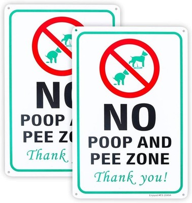 2 Pack No Pee and Poop Zone Dog Yard Sign, 12"X 8" .04" Aluminum ...