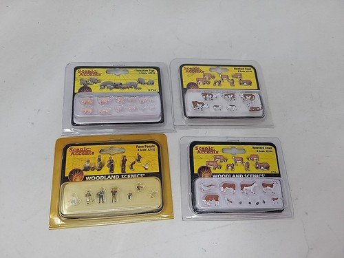Lot of 4 New - N Scale Woodland Scenics Scenic Accents - Cows, Pigs ...