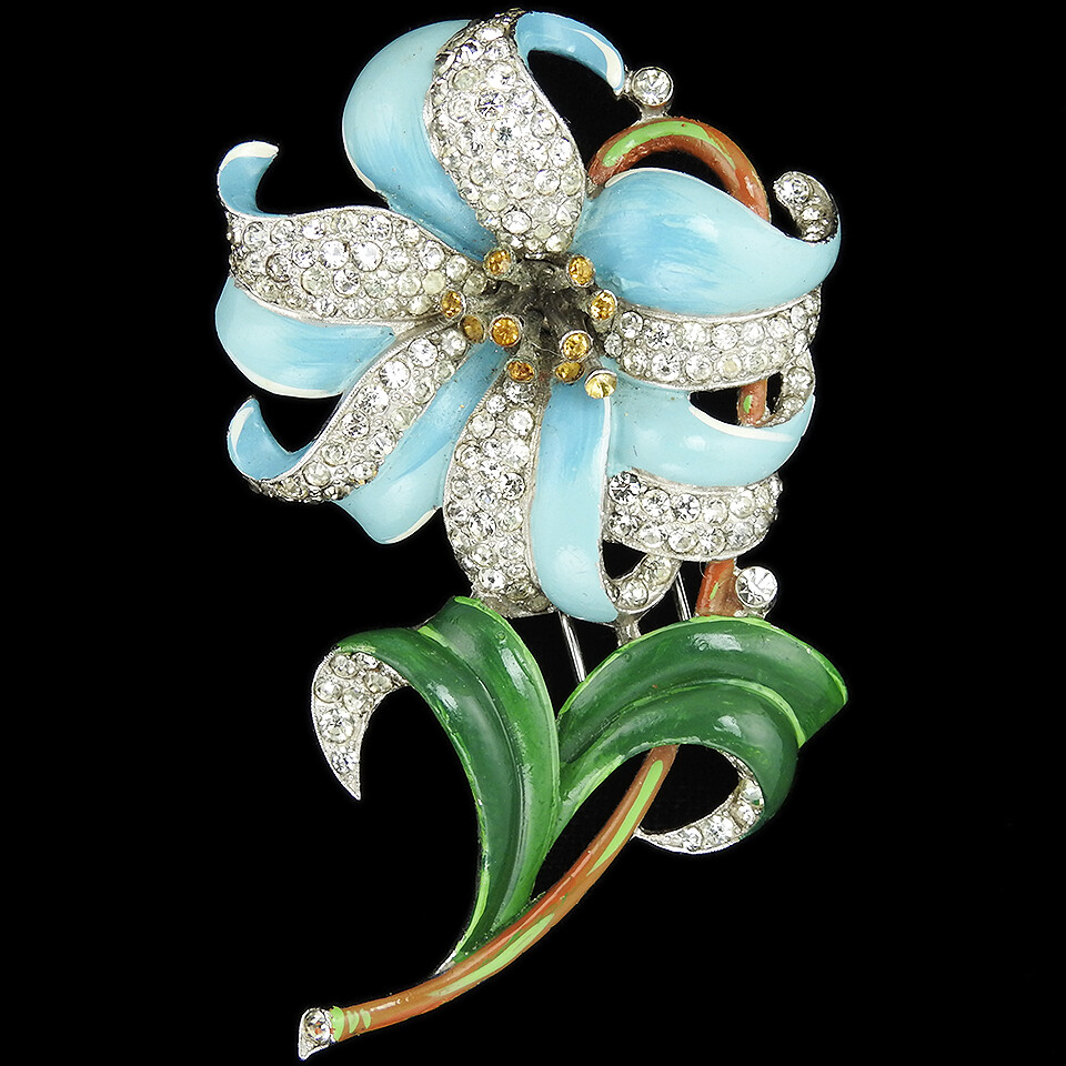 Trifari 'Alfred Philippe' Pave and Enamel Tiger Lily … - Gem