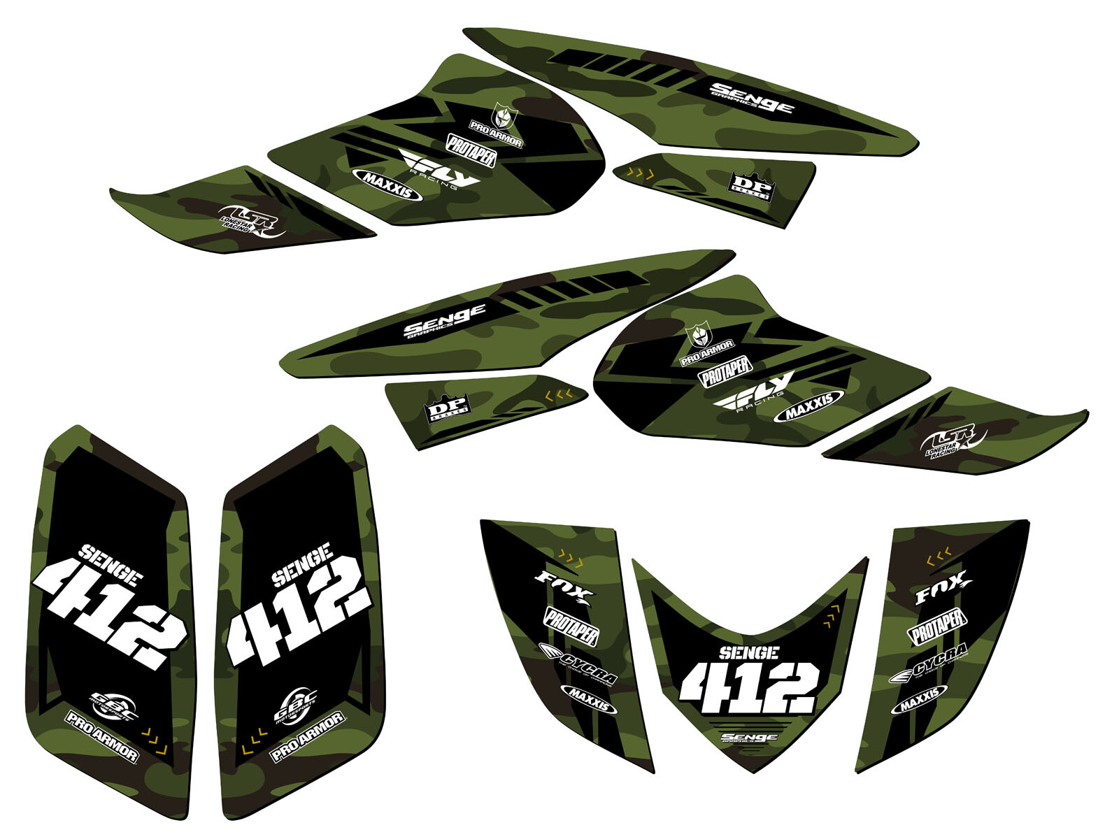 2006-2019 TRX 250EX APACHE Green Senge Graphics Kit Compatible with ...