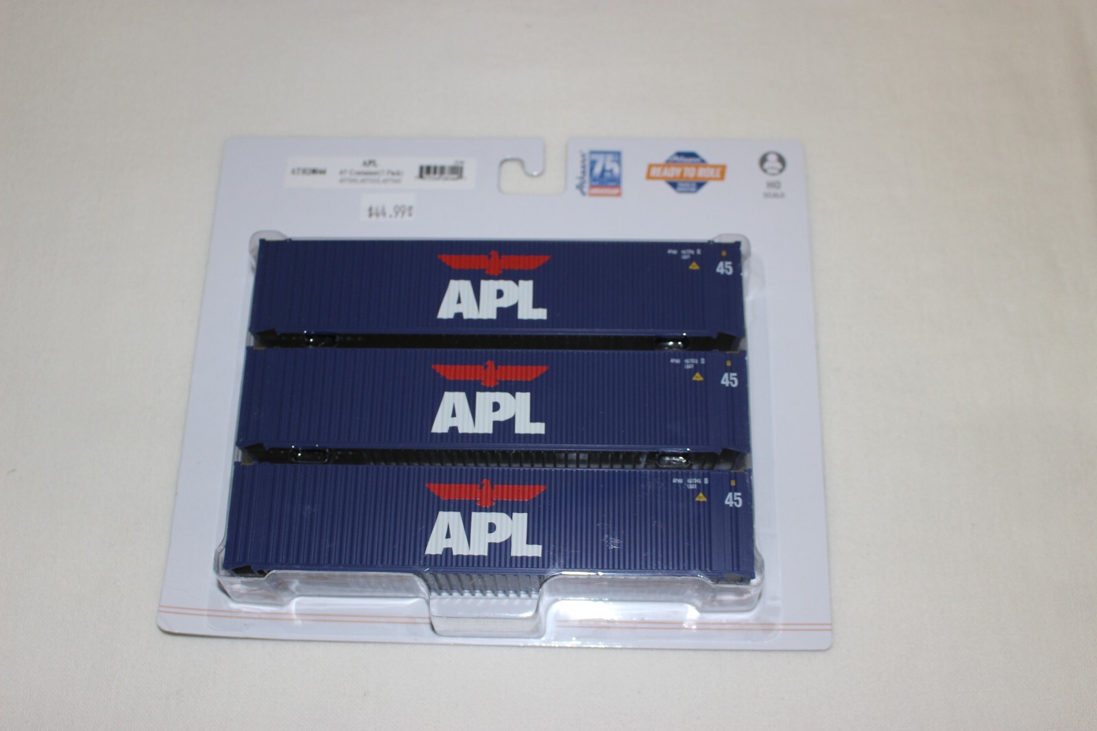 Athearn 28044 HO Scale 45' Container APL APHU #1 3 Pack for sale online ...