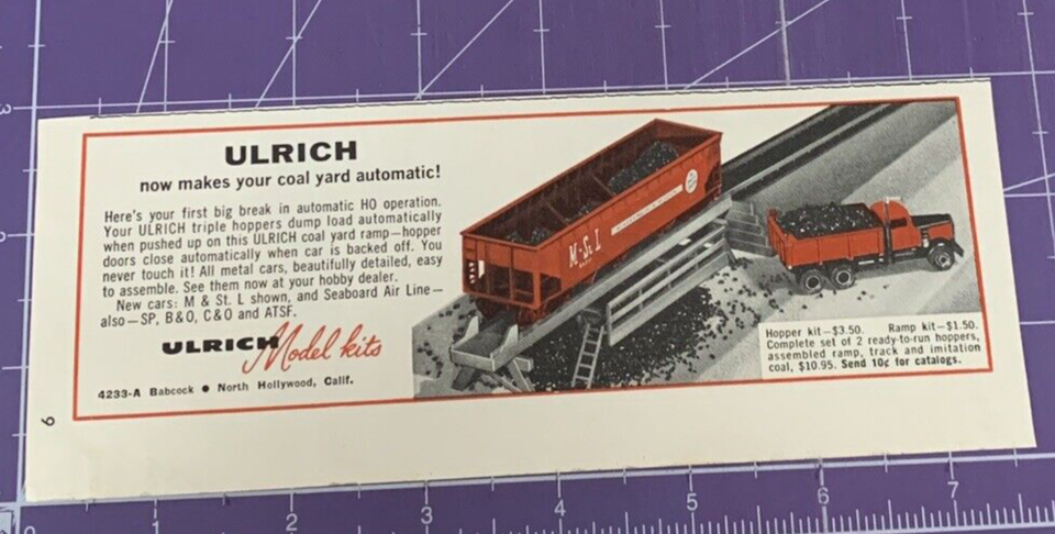 ULRICH MODEL KITS RED TRUCK AND HOPPER CAR 1958 MODEL TRAIN PRINT AD | eBay