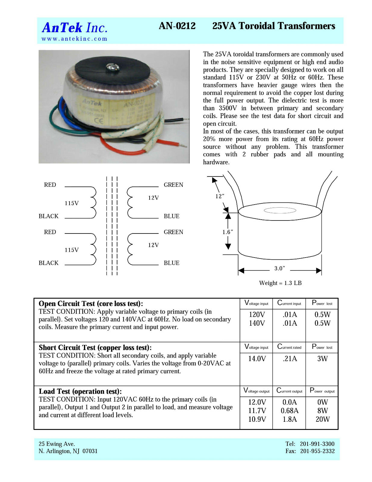 25VA 12V + 12V 24VCT Power Transformer Antek AN-0212 | eBay