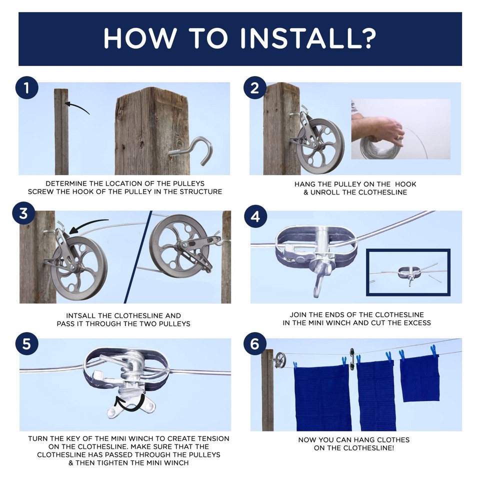 150 Feet Clothesline Outdoor Heavy Duty Galvanized Wire Steel Cable ...