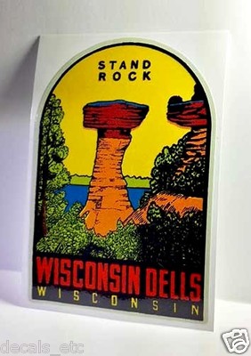 Wisconsin Dells Vintage Style Travel Decal / Vinyl Sticker, Luggage ...