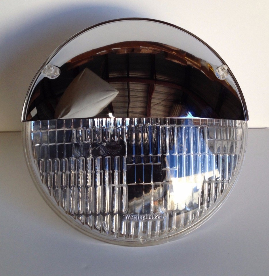 Chrome Headlight covers 7" Half Moon Shields NEW Pair large single ...