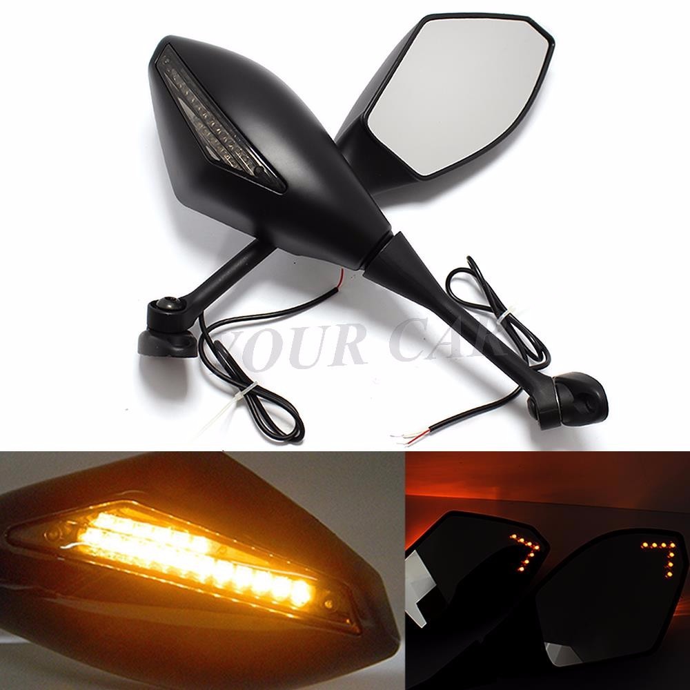 Motorcycle LED Turn Signal Rear View Mirrors For Honda CBR250R CBR500R ...