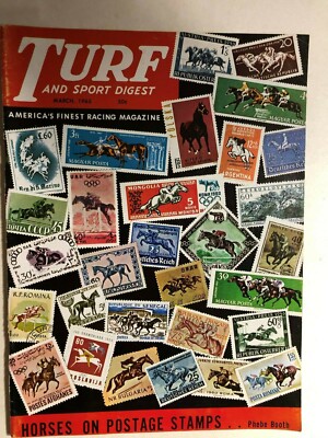TURF & SPORT DIGEST Horse Racing Magazine March 1965 Horses on Postage ...