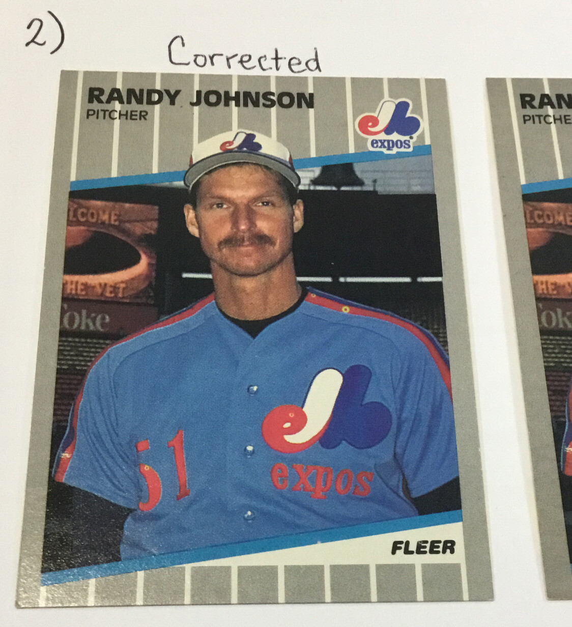 1989 Fleer Randy Johnson Marlboro Error - partially obscured AD ...