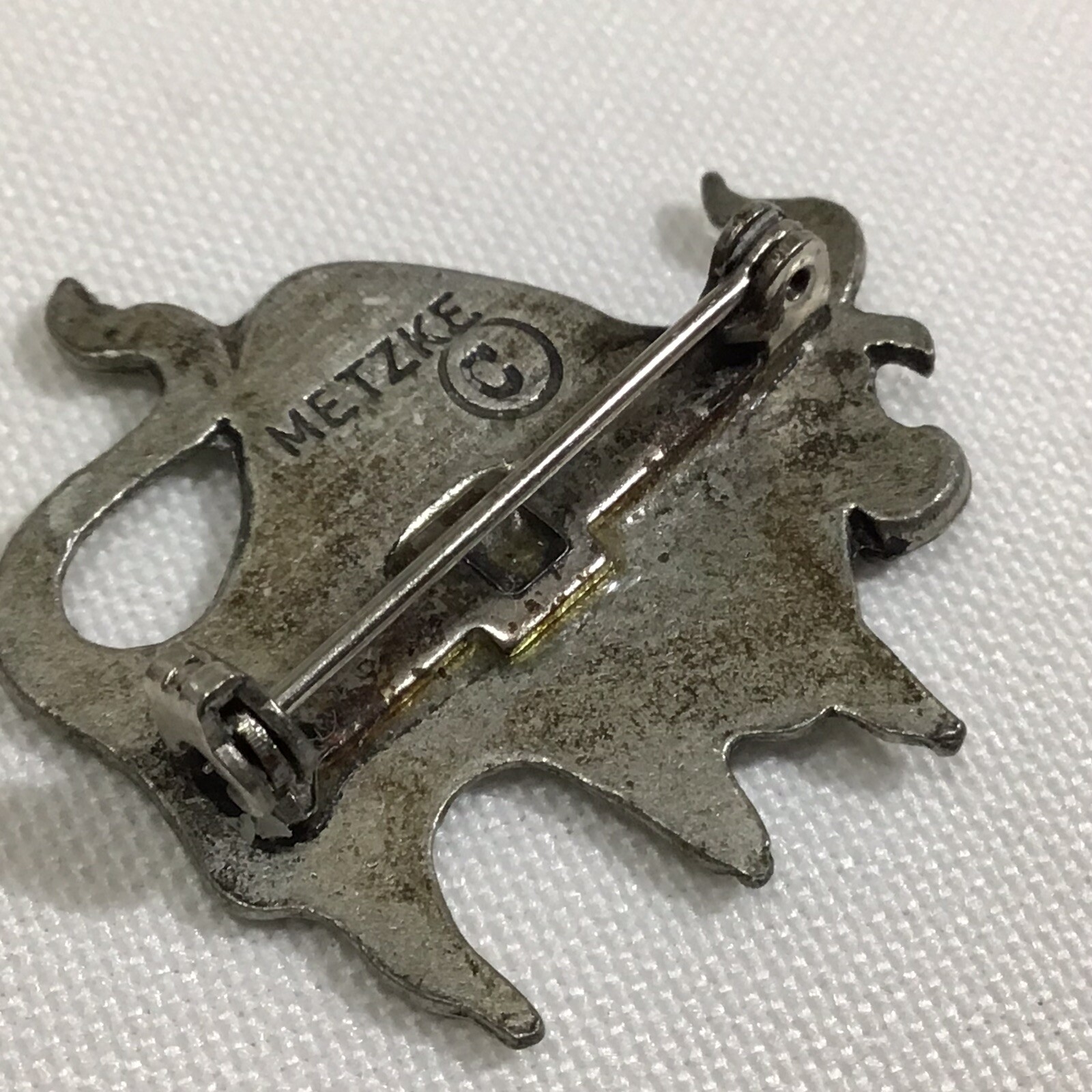 Metzke Pewter Rodeo Angry Bull 1 inch Signed Brooch Pin Cowboy Cowgirl ...