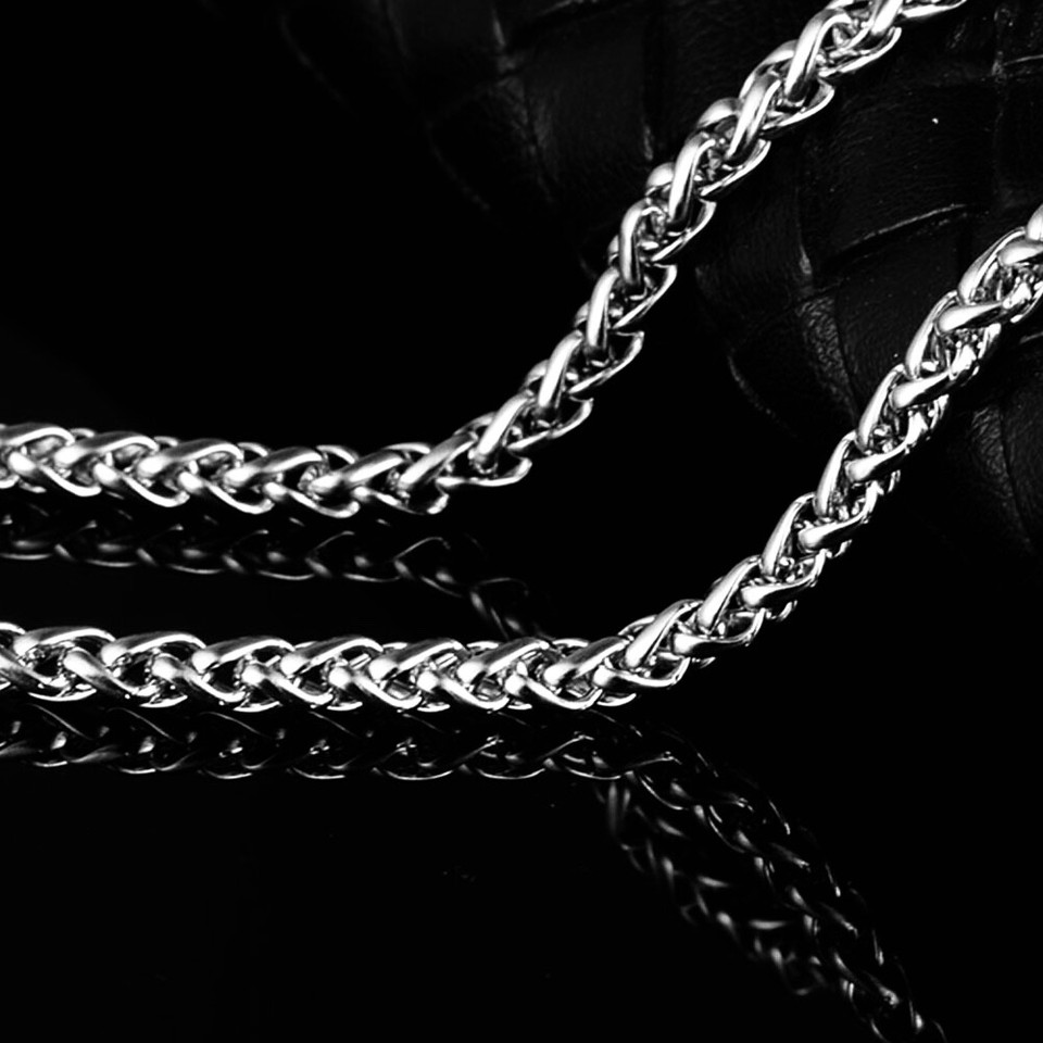 Stainless Steel Braided Wheat Rope Chain Necklace Biker Jewelry 20-28 ...