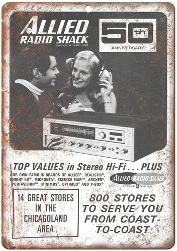 Allied Radio Shack 50th Anniversary Ad Vintage Reproduction Metal Sign ...