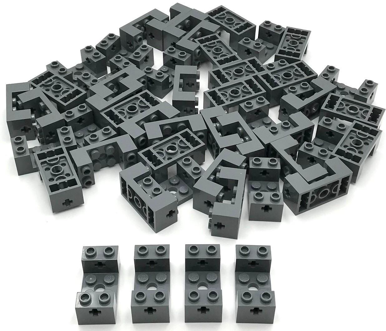 Lego 50 New Dark Bluish Gray Technics Bricks 2 x 4 x 1 1/3 Axle Holes ...