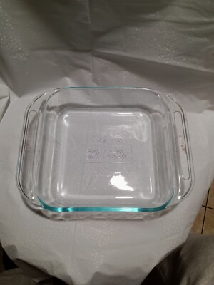 Pyrex 8" X 8" Clear Glass 2 Qt Square Handled Cake Baking Pan | eBay