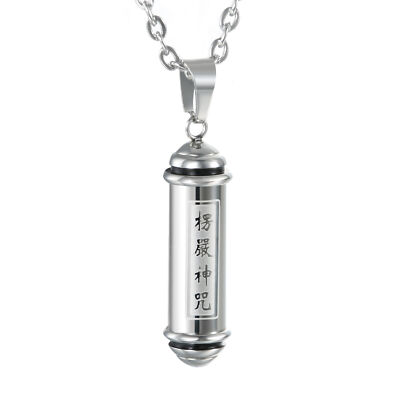Stainless Steel Openable Cremation Ash Urn Pendant 22" Chain Men Women ...
