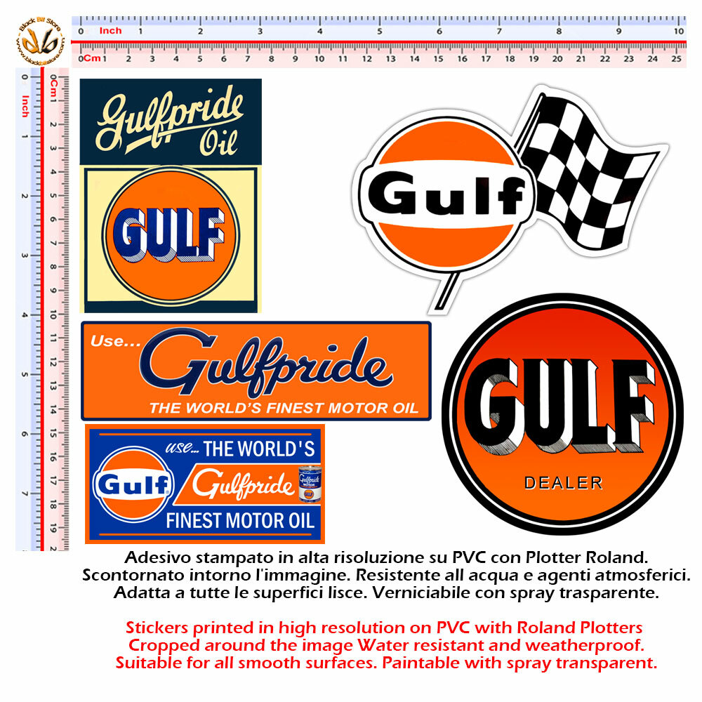 Adesivi gulf pride motor oil vintage sticker cropped auto moto print ...