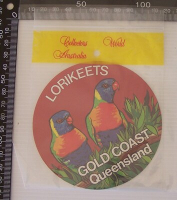 VINTAGE GOLD COAST QUEENSLAND LORIKEETS AUSTRALIA SOUVENIR LUGGAGE CAR ...