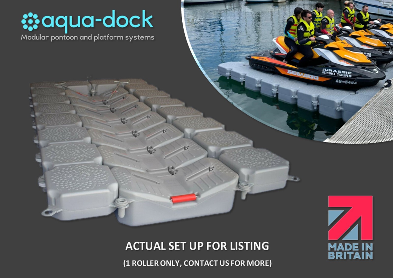 AQUA-DOCK 4m x 2m Drive-On Floating Jet Ski Dock (also for small boat ...