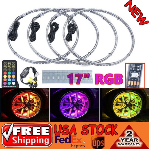 4x17.5'' RGB Double Row LED Wheel Lights For Car Truck Bluetooth | eBay