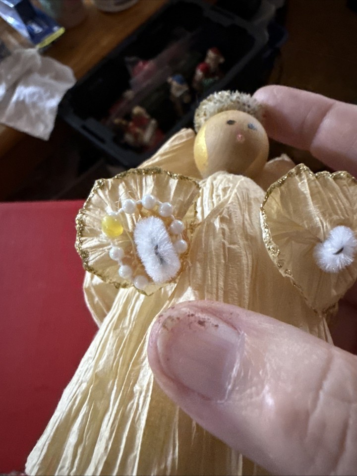 Corn Husk Angel with Halo Ornament Handcrafted Christmas Vintage H1 | eBay