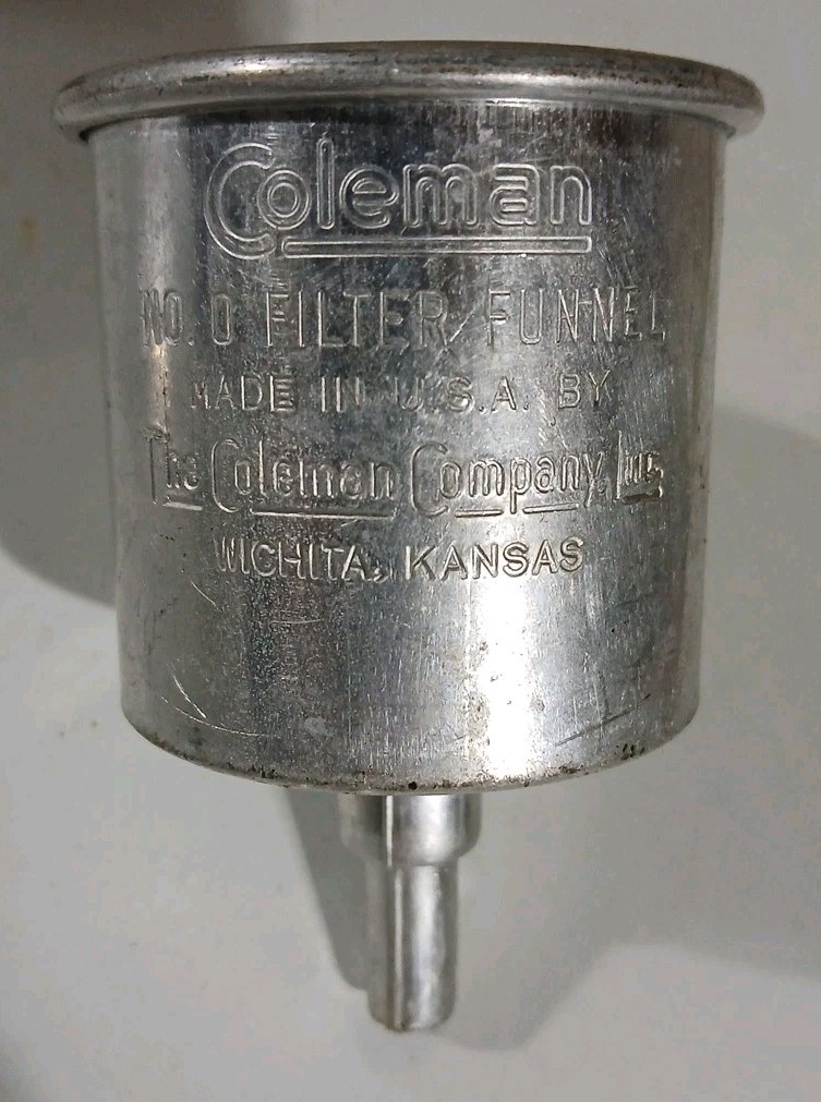 Vintage Coleman No 0 Zero Filter Fuel Gas Funnel Blue Felt Filter USA ...