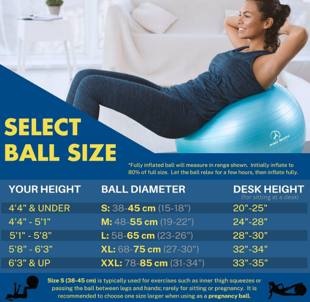 ProBody Pilates Ball Exercise Ball Yoga Ball, SIZE: 45 CM - Stability ...