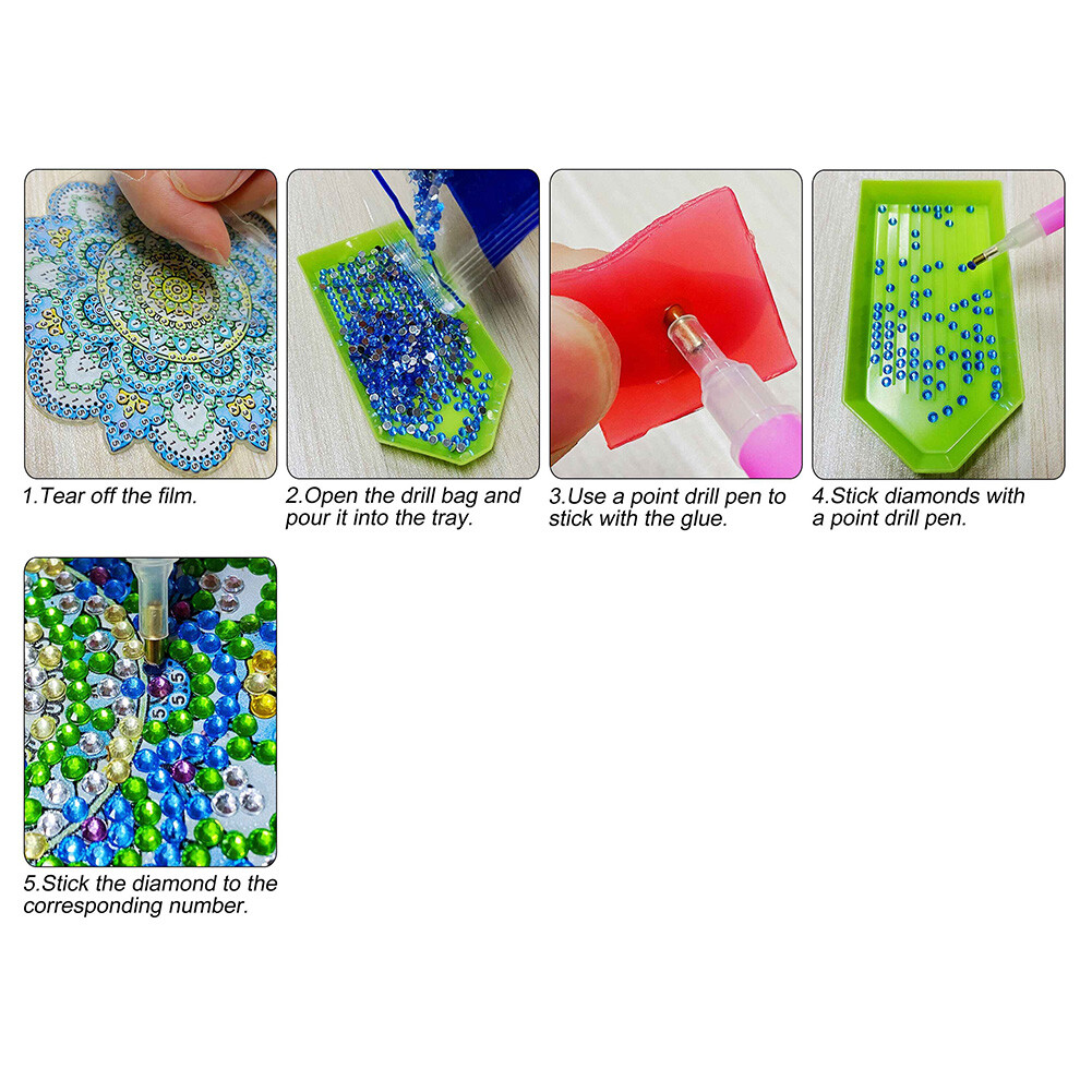 6pcs Diamonds Coaster Kits DIY Wood Coasters Set Home Decor Acrylic ...