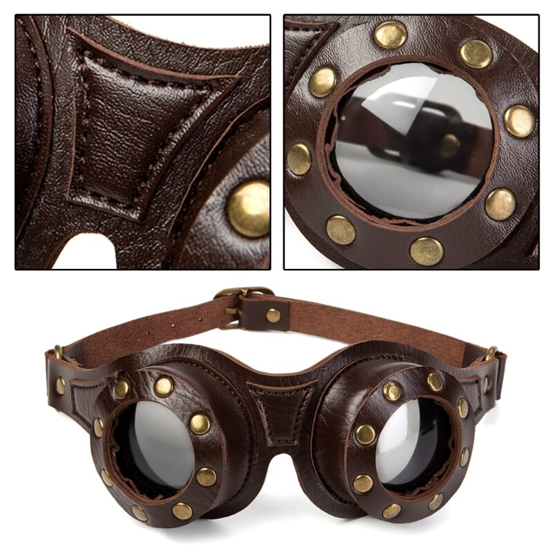 Costume Steampunk Goggles Adjustable Steampunk Pilot Goggles PU ...