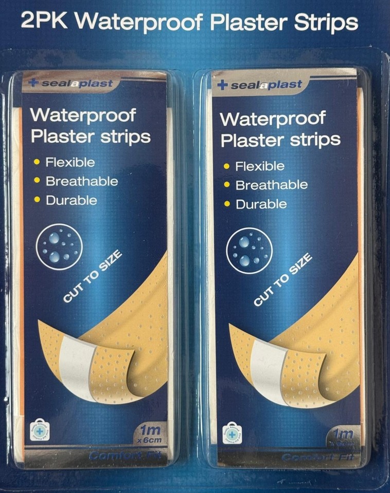 2x Waterproof First Aid Dressing Strips Extra Long Cut to Size Plaster ...