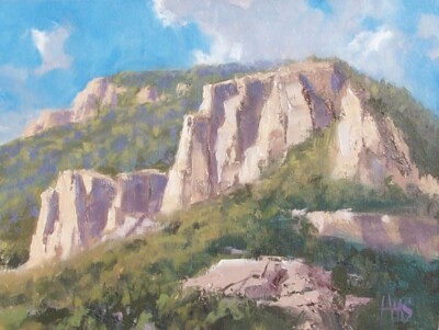 TOM HAAS painting 'Huachuca Mountains' oil 9x12 Arizona desert plein ...