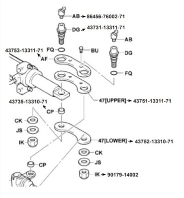 43752-13310-71 43752-23441-71 STEERING LOWER LINK TOYOTA FORKLIFTS 7 ...