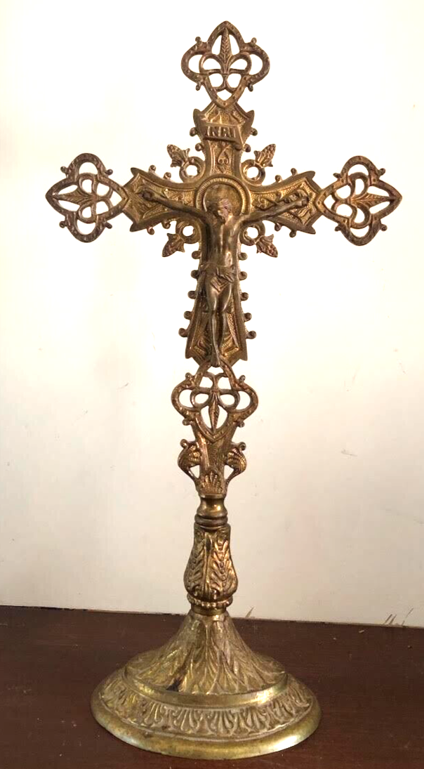 Antique Brass Catholic Church Altar Crucifix | eBay