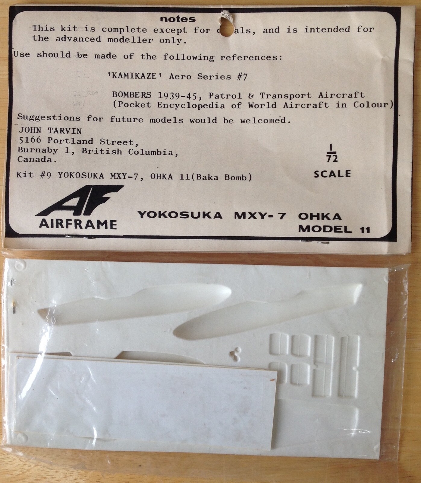 Airframe 1:72 Yokosuka MXY-7 Kamikaze Baka Bomb Vacuformed Kit #9 ...