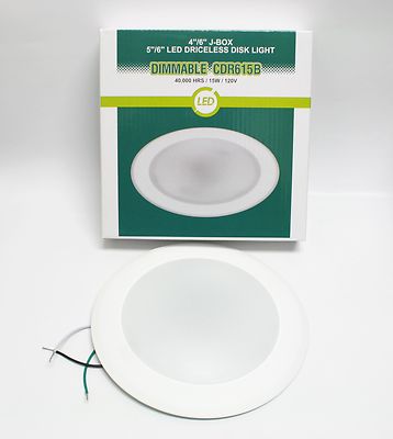 LED Disk Light Direct Surface Mount for 4" & 6" J Box 15W 110-120V AC ...