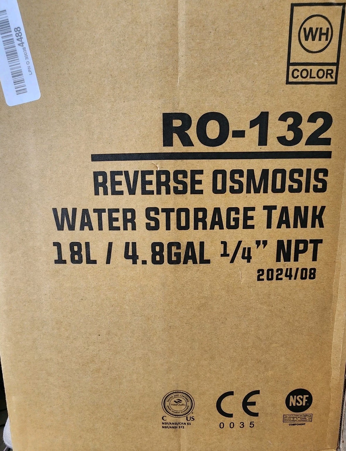 Tank PAC Reverse Osmosis Water Storage Tank RO-132 1/4" NPT 4.8 gal 18L ...