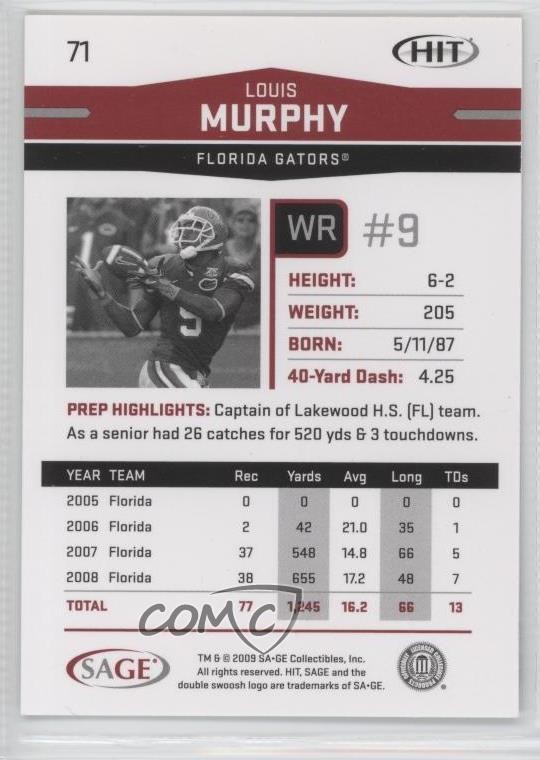 2009 SAGE Hit Silver Louis Murphy #71 Rookie RC | eBay