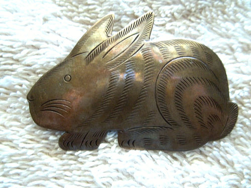 Vintage Brass Tone Metal Rabbit Pin, Etched Design | eBay