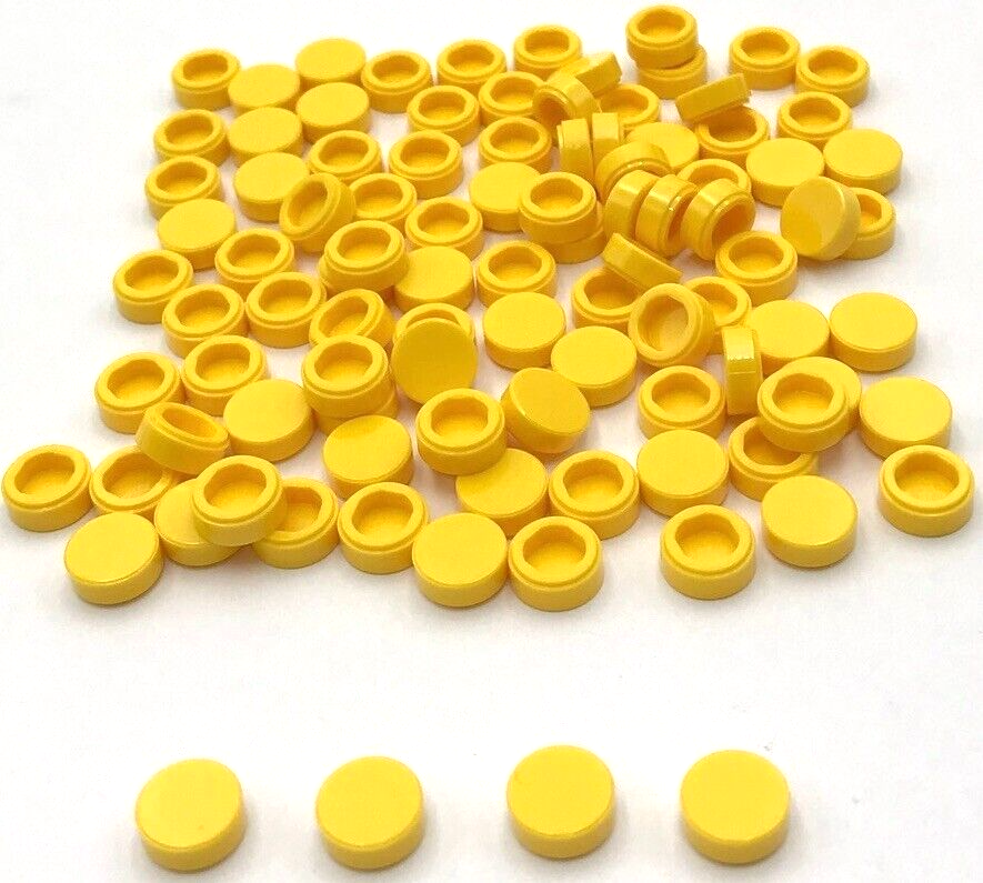 Lego 100 New Yellow Tiles Flat Smooth Round 1 x 1 Stud Parts | eBay