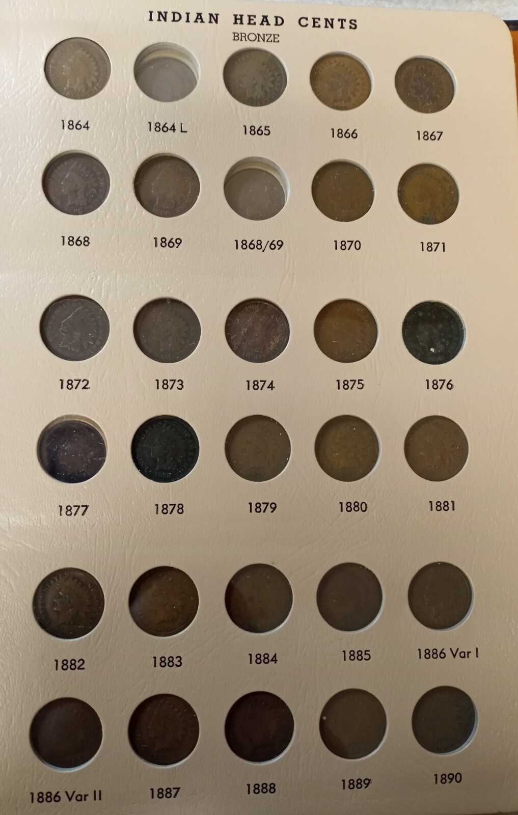 Dansco Indian Head Cent Album - 55 Total Coins - 1857-1909 - Mixed ...
