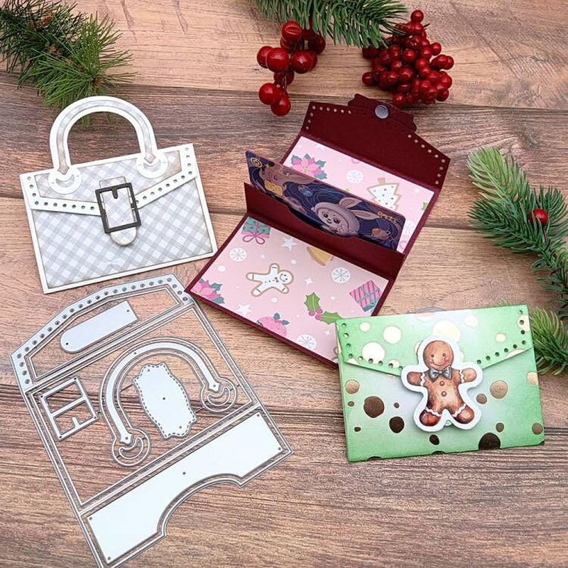 1Set Card Bag Metal Cutting Die Cut for Handmade Gift Cards Holder Gift ...