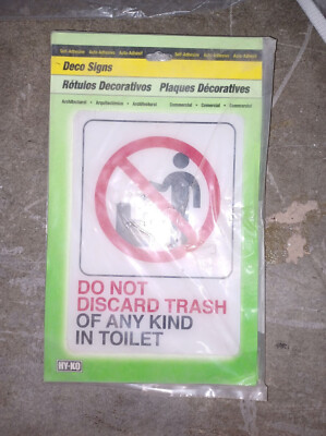 (5 Pcs) HY-KO D-25 DO NOT Discard Trash in Toilet Info Graphic Plastic ...