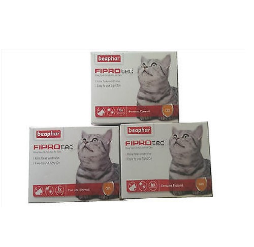 Beaphar Fiprotec Cat Flea Spot On Fipronil Vet Strength 1,3,6 Treatment ...