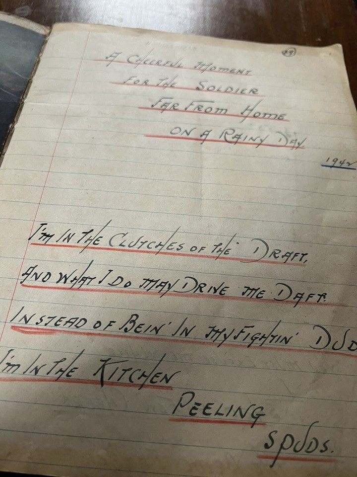 WW2 Notebook Cartoons Poems American Soldier Hand Written History ...