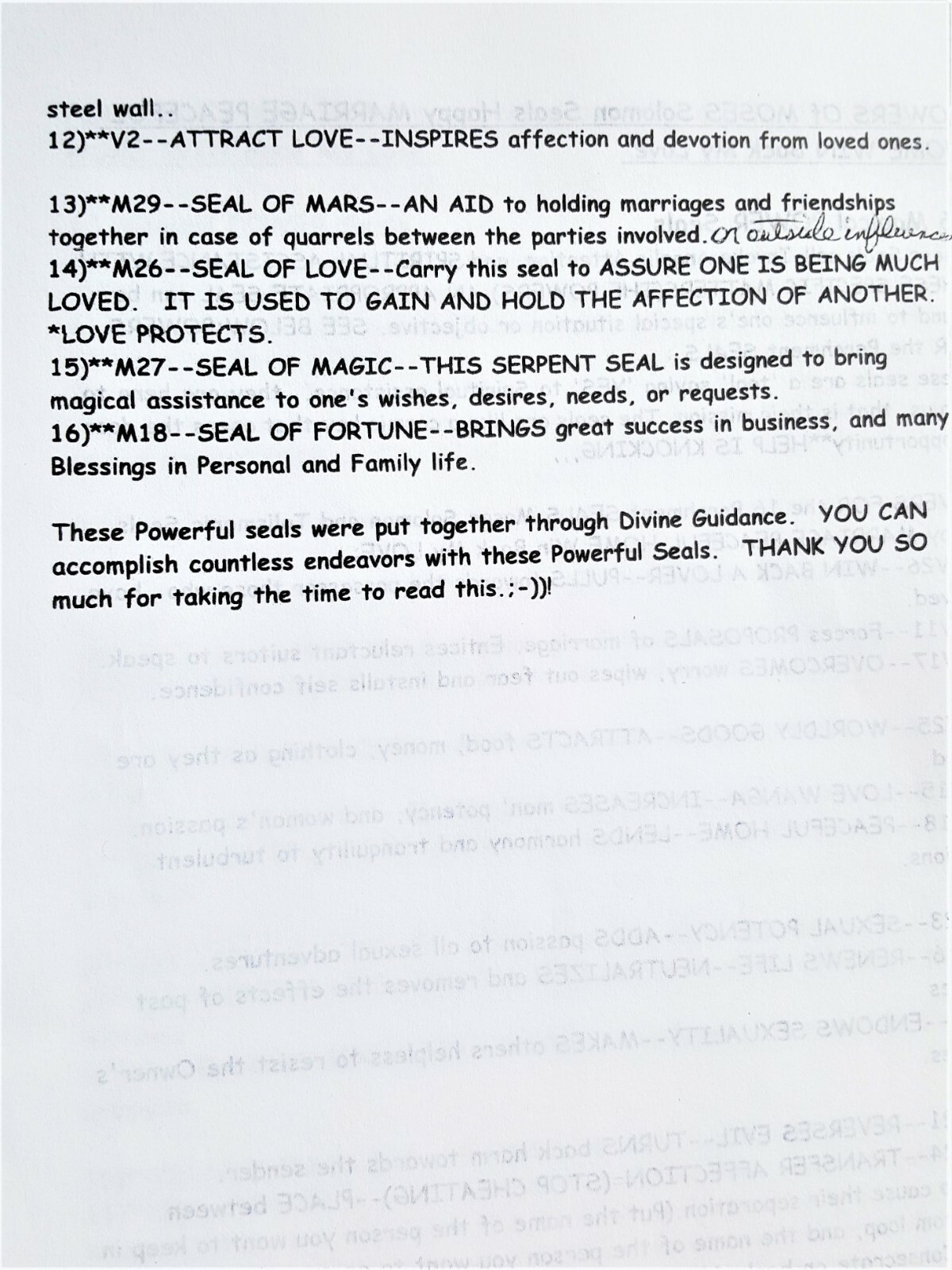 POWERS OF MOSES SOLOMON SEALS HAPPY MARRIAGE PEACEFUL HOME WIN BACK ...