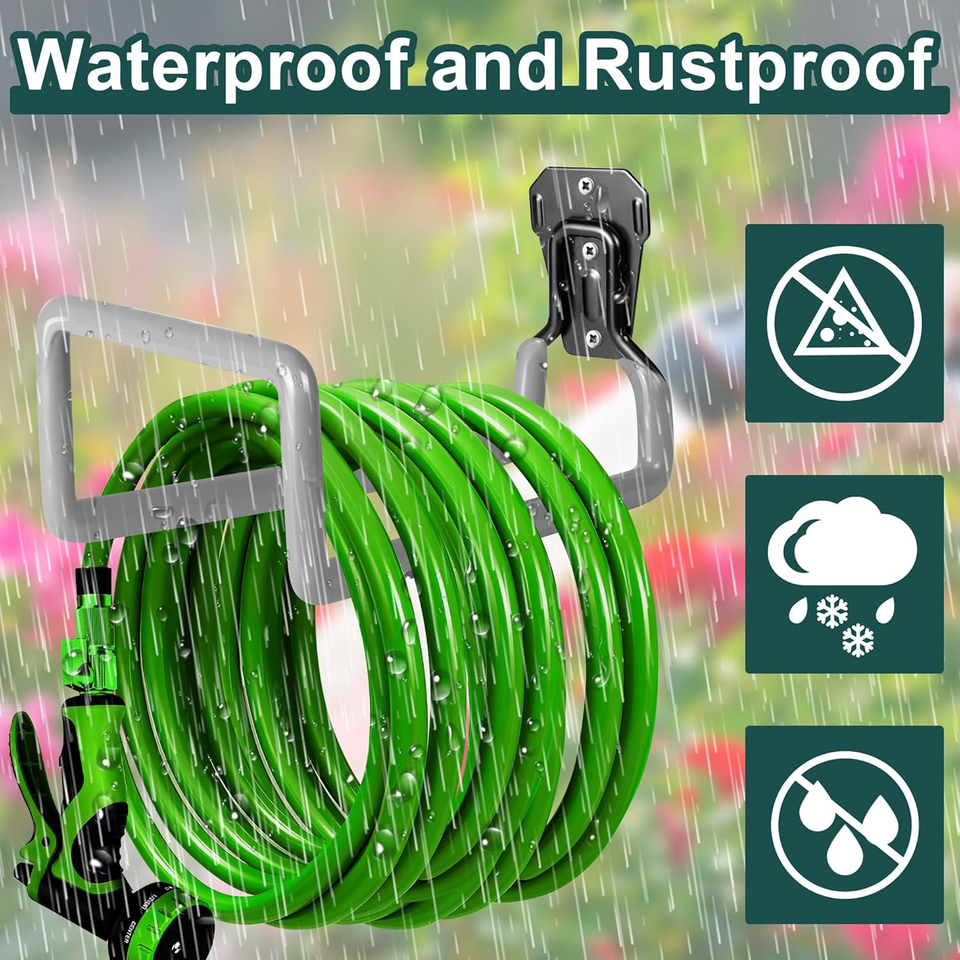 2Pcs Hose Holder Wall Mount - Metal Garden Hose Hanger Sturdy Hose Reel ...