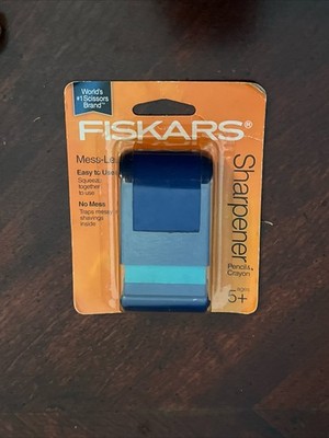 Fiskars 12-95900J Mess-Less Blue Double Pencil & Crayon Sharpener. | eBay