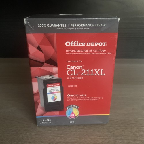 Canon CL-211XL Tri Color High Yield OFFICE DEPOT Printer Ink Cartridge ...