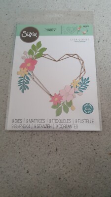 Sizzix Thinlits 9 Die Set - Floral Geo Heart Frame 665478 By Lisa Jones | eBay UK